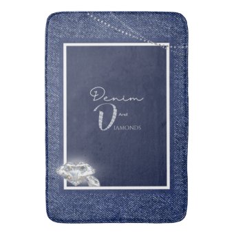 Denim and diamonds bath mat | Zazzle
