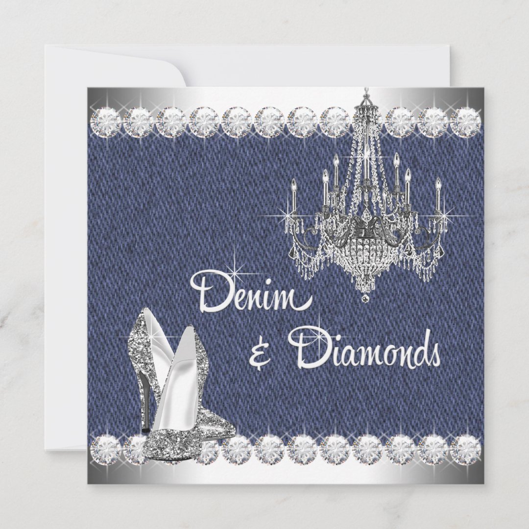 Denim and Diamonds Birthday Party Invitation | Zazzle
