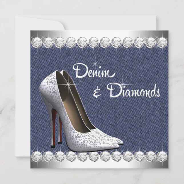 Denim and Diamonds Birthday Party Invitations | Zazzle