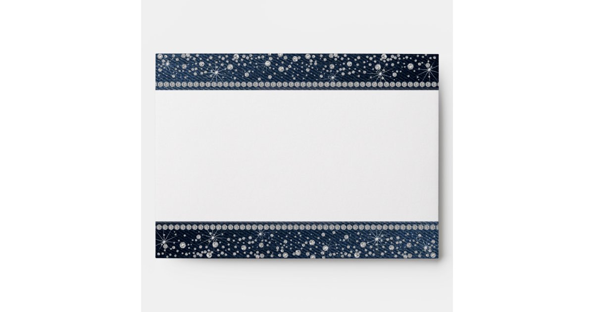 Denim and diamonds Bling Glam Envelope | Zazzle