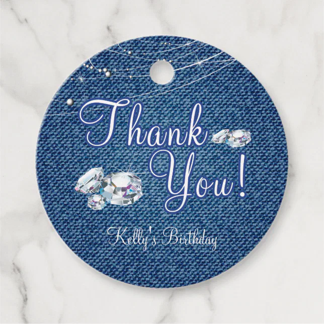 Denim and Diamonds Favor Tags | Zazzle