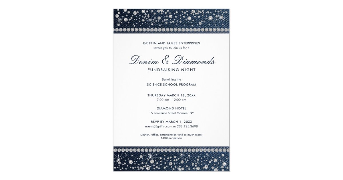Denim and Diamonds Invitation | Zazzle.com
