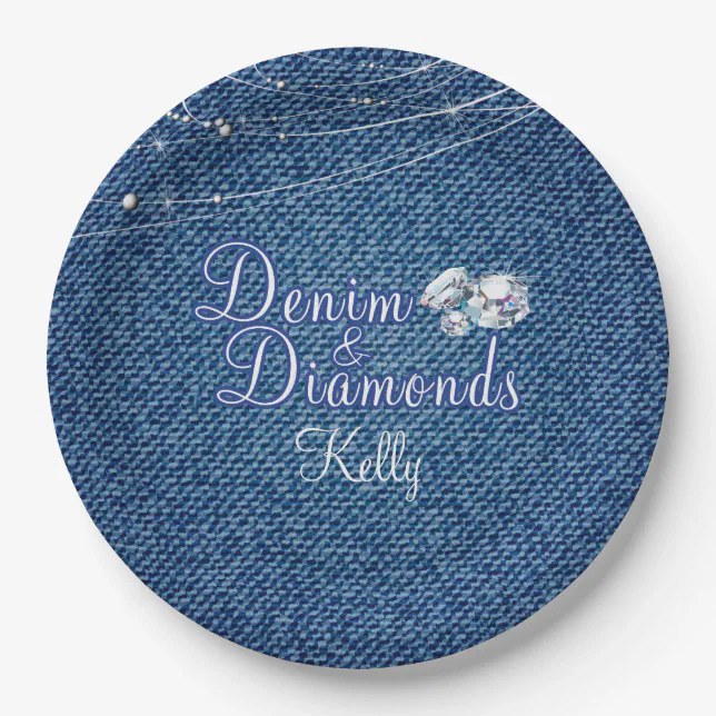 Denim and Diamonds Party Paper Plates | Zazzle