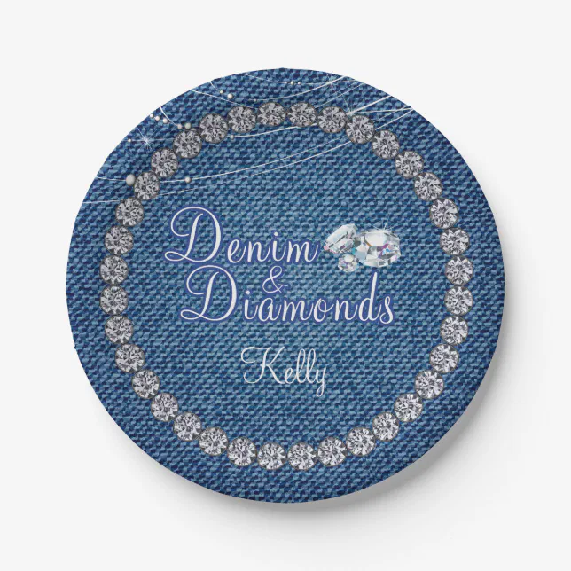 Denim and Diamonds Party Plates | Zazzle