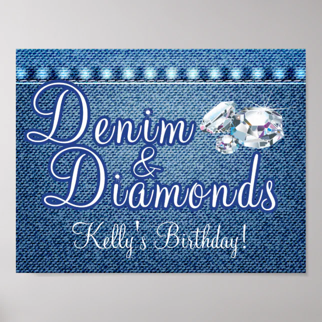 Denim and Diamonds Party Poster | Zazzle