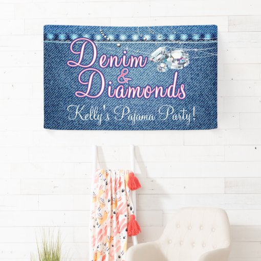 Denim and Diamonds Party with Pink Banner | Zazzle