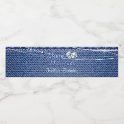Denim and Diamonds Water Bottle Label | Zazzle
