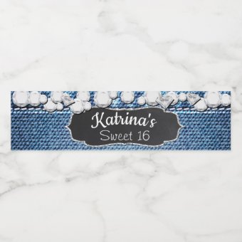 Denim and Diamonds Water Bottle Labels | Zazzle