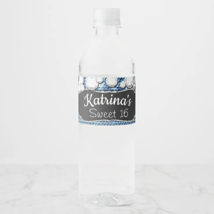 Denim and Diamonds Water Bottle Labels | Zazzle