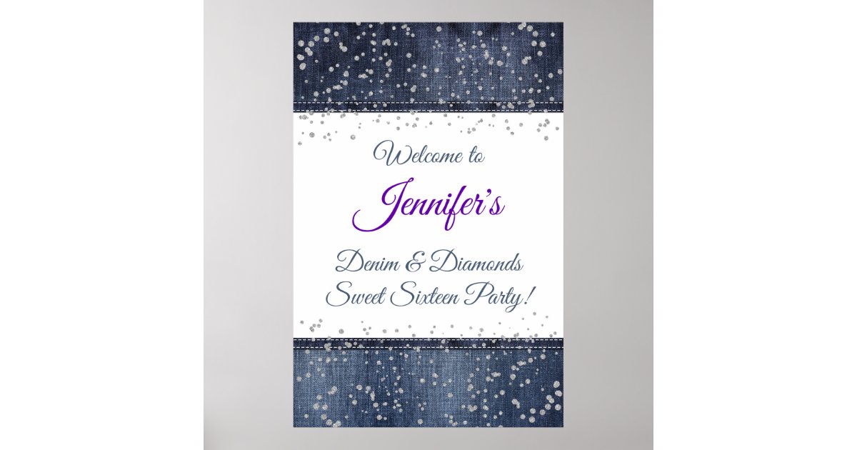 Denim and Silver Confetti Welcome Sign | Zazzle