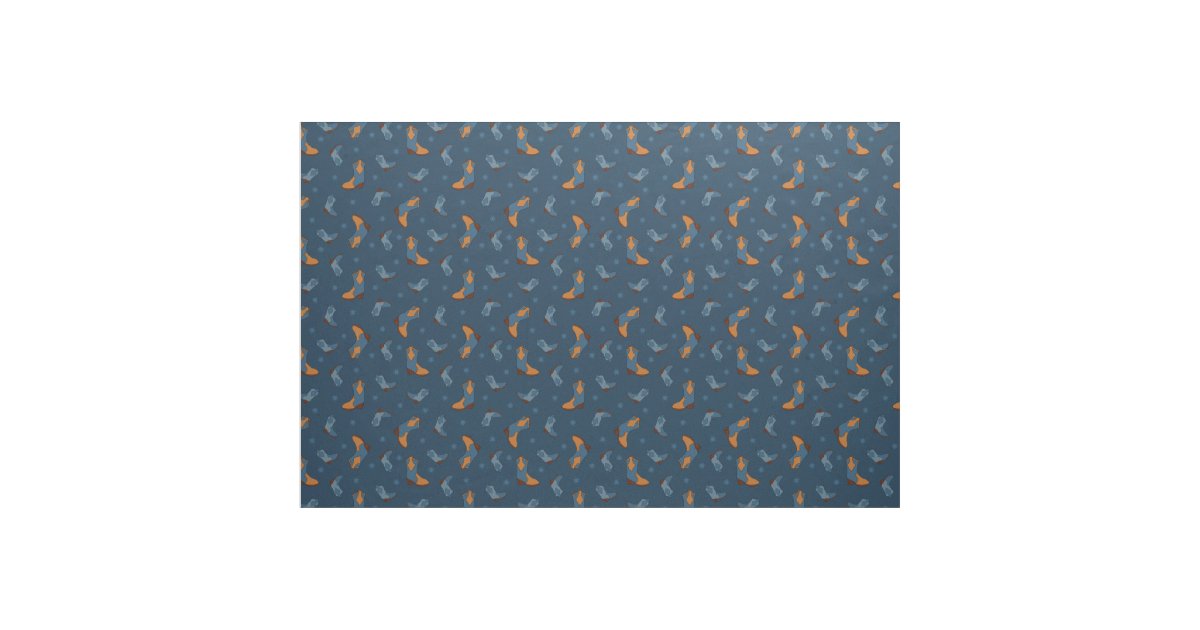 Denim Blue Cowboy Cowgirl Boots Pattern Fabric | Zazzle