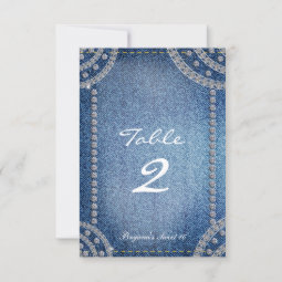 Denim & Diamonds Birthday Party Table Number Card | Zazzle