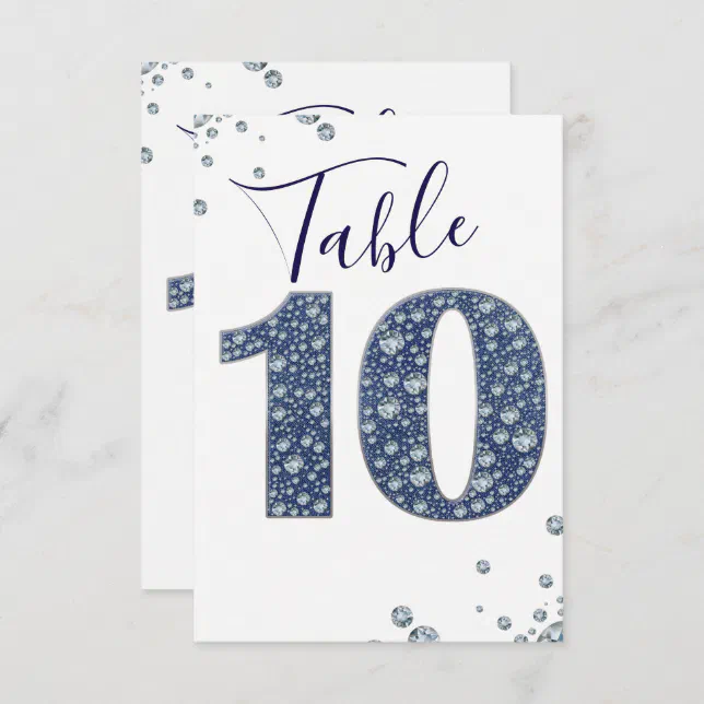 Denim & Diamonds Bling Sparkle Table Number 10 TEN | Zazzle