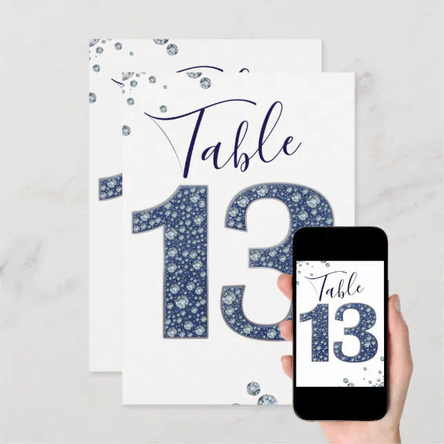 Denim & Diamonds Bling Sparkle Table Number 13 | Zazzle