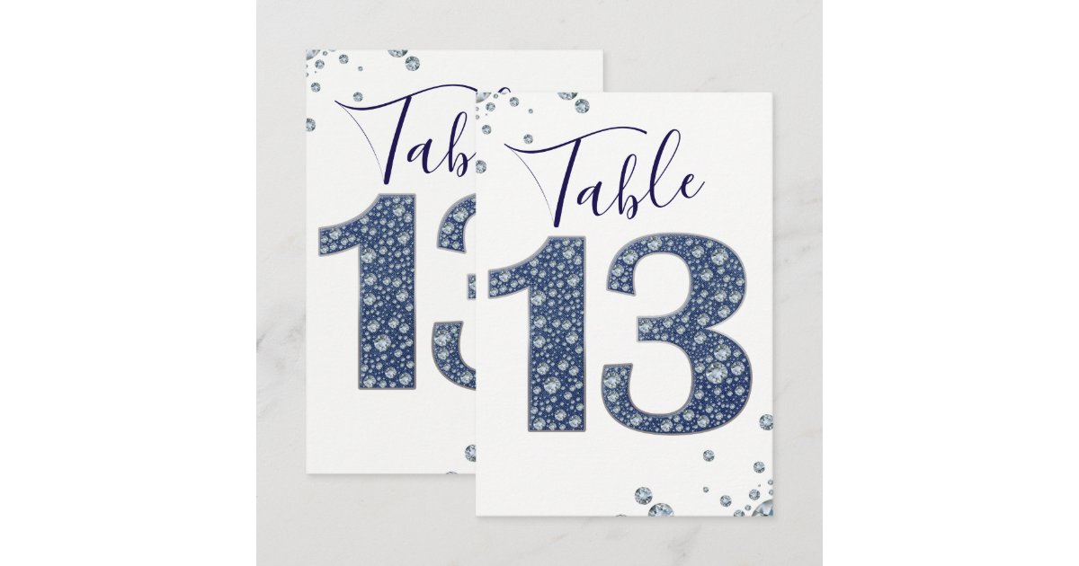 Denim & Diamonds Bling Sparkle Table Number 13 | Zazzle
