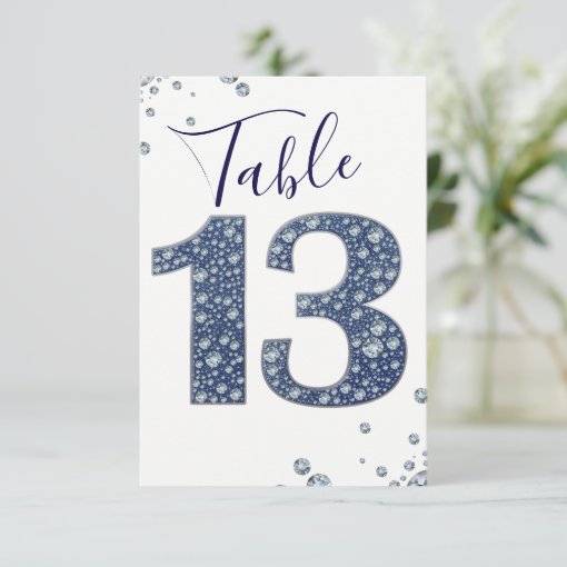 Denim & Diamonds Bling Sparkle Table Number 13 | Zazzle