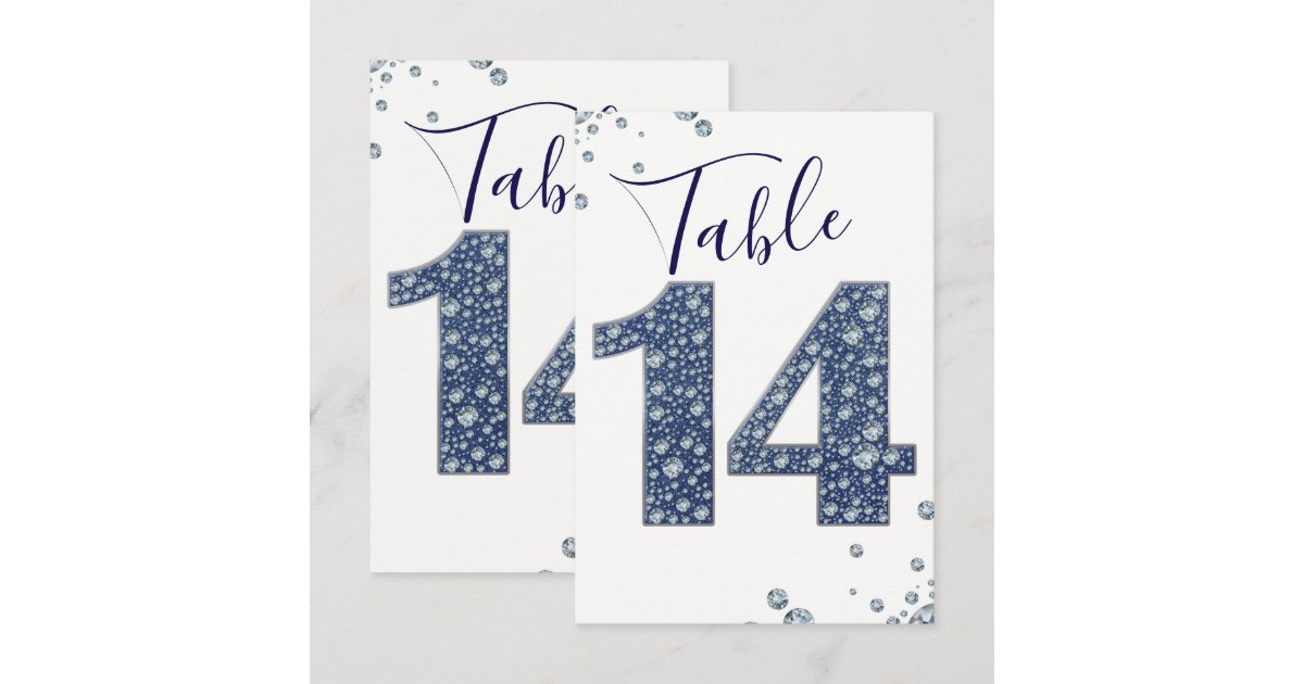 Denim & Diamonds Bling Sparkle Table Number 14 | Zazzle