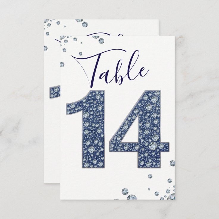 Denim & Diamonds Bling Sparkle Table Number 14 | Zazzle