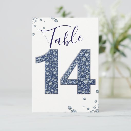 Denim & Diamonds Bling Sparkle Table Number 14 | Zazzle
