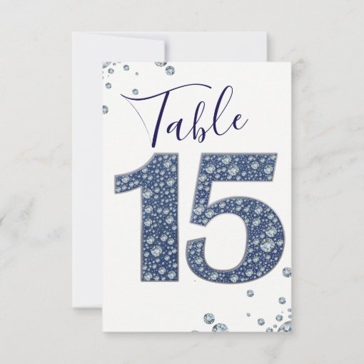 Denim & Diamonds Bling Sparkle Table Number 15 | Zazzle