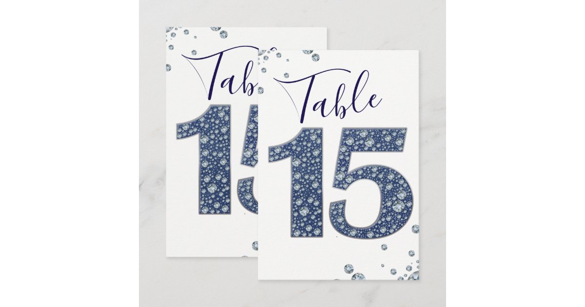 Denim & Diamonds Bling Sparkle Table Number 15 | Zazzle