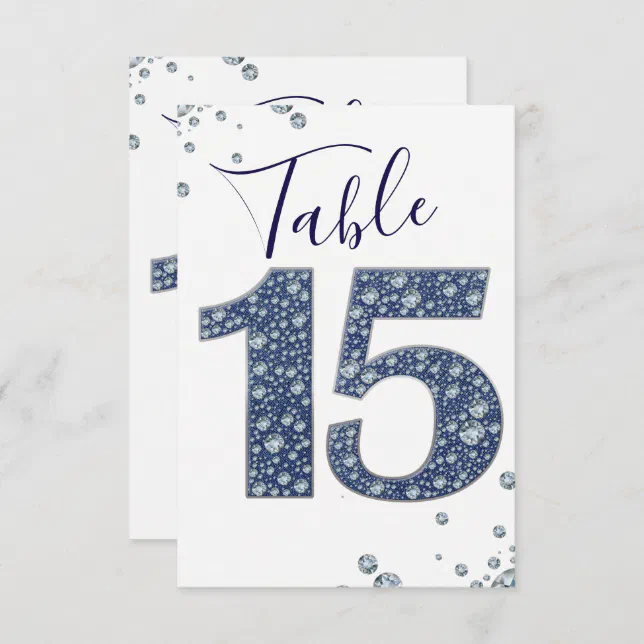 Denim & Diamonds Bling Sparkle Table Number 15 | Zazzle