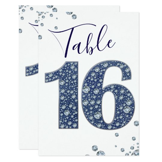 Denim & Diamonds Bling Sparkle Table Number 16 | Zazzle.com