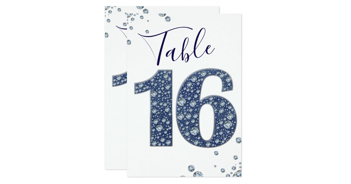 Denim & Diamonds Bling Sparkle Table Number 16 | Zazzle.com