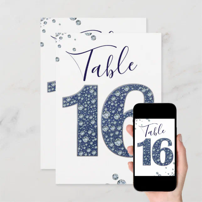 Denim & Diamonds Bling Sparkle Table Number 16 | Zazzle