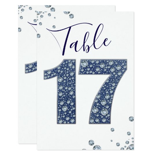 Denim & Diamonds Bling Sparkle Table Number 17 | Zazzle.com