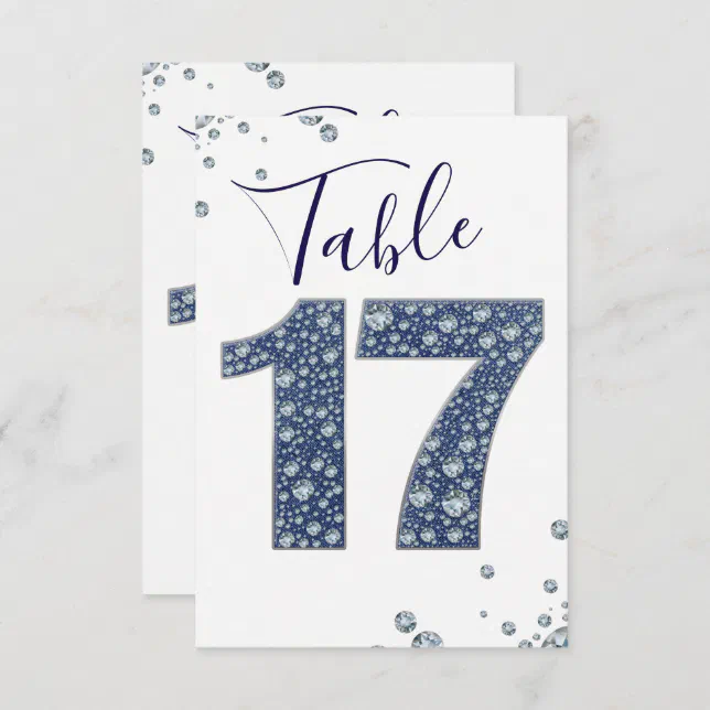 Denim & Diamonds Bling Sparkle Table Number 17 | Zazzle