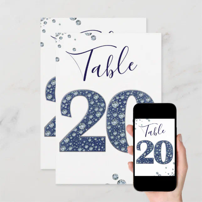 Denim & Diamonds Bling Sparkle Table Number 20 | Zazzle