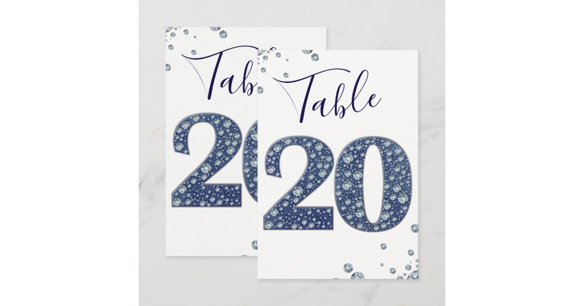 Denim & Diamonds Bling Sparkle Table Number 20 | Zazzle