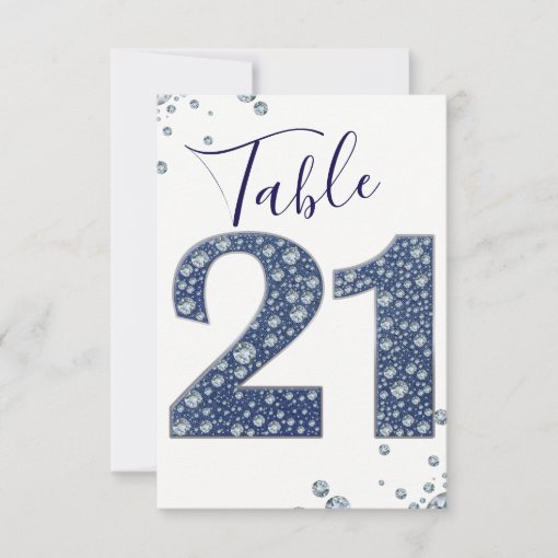 Denim & Diamonds Bling Sparkle Table Number 21 | Zazzle