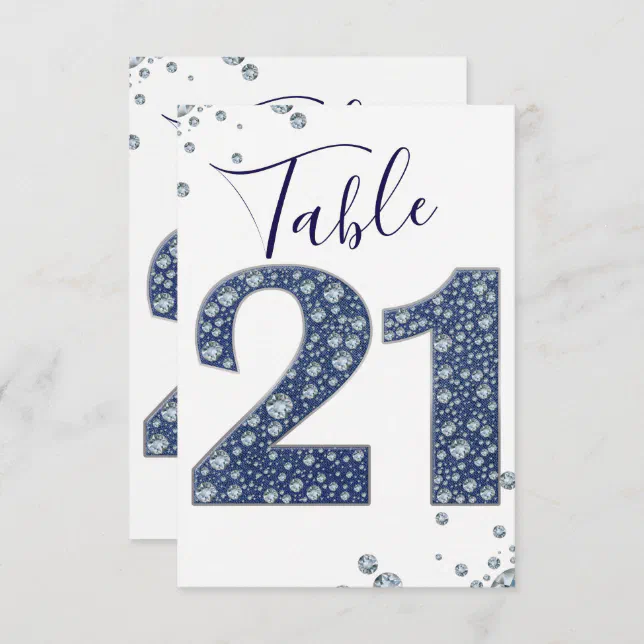 Denim & Diamonds Bling Sparkle Table Number 21 | Zazzle