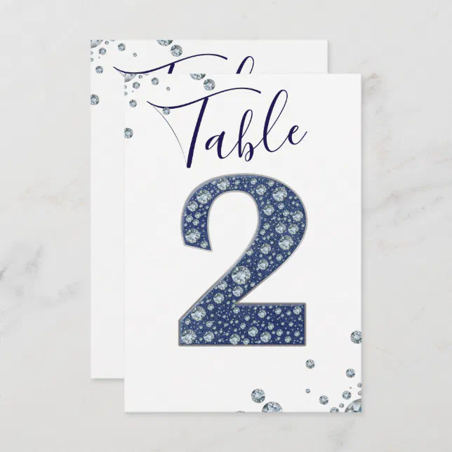 Denim & Diamonds Bling Sparkle Table Number 2 TWO | Zazzle