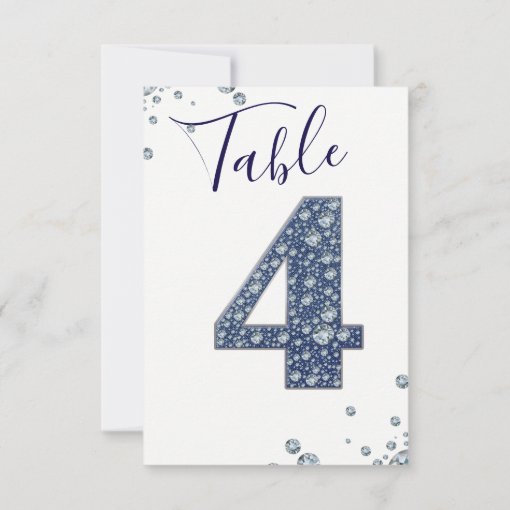 Denim & Diamonds Bling Sparkle Table Number 4 Four | Zazzle