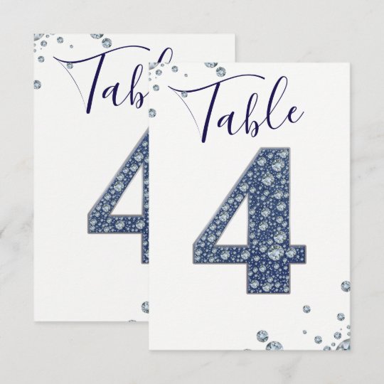 Denim & Diamonds Bling Sparkle Table Number 4 Four | Zazzle.com