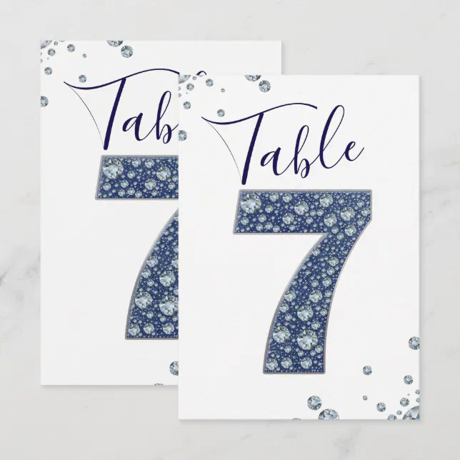 Denim Diamonds Bling Sparkle Table Number 7 SEVEN | Zazzle