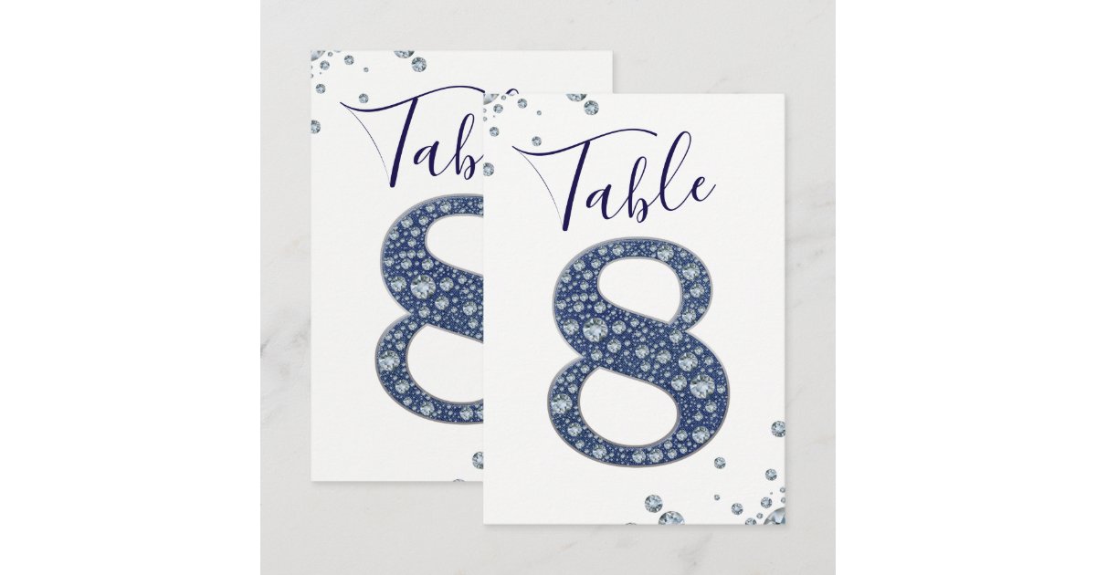 Denim Diamonds Bling Sparkle Table Number 8 EIGHT | Zazzle