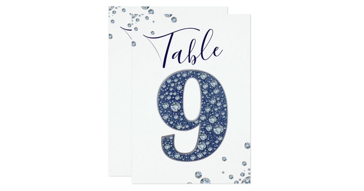 Denim & Diamonds Bling Sparkle Table Number 9 NINE | Zazzle.com