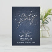 Denim Diamonds Calligraphy 40th Birthday Party Invitation | Zazzle