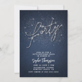 Denim Diamonds Calligraphy 40th Birthday Party Invitation | Zazzle