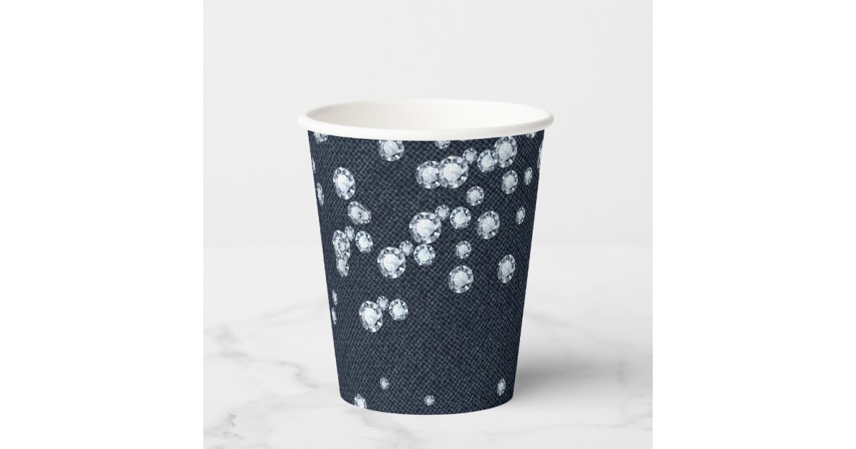 Denim & Diamonds Chic Elegant Birthday Party Paper Cups | Zazzle