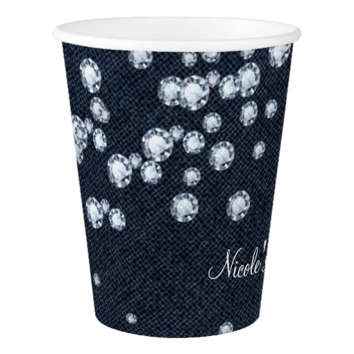 Denim & Diamonds Glam Birthday Party Paper Cups | Zazzle