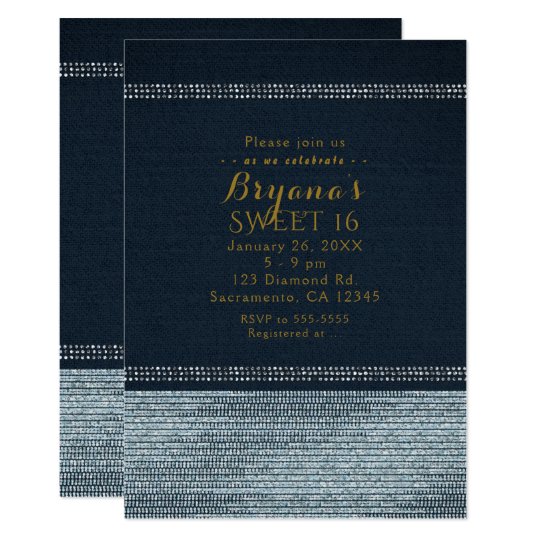 Denim & Diamonds Glam Bling Party Invitations | Zazzle.com