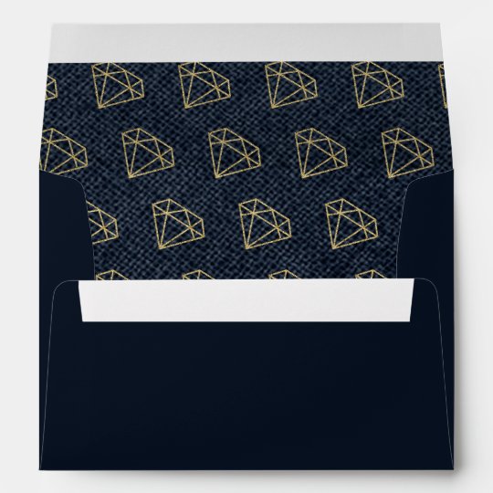 Denim & Diamonds Gold & Blue Party Invitation Envelope | Zazzle.com