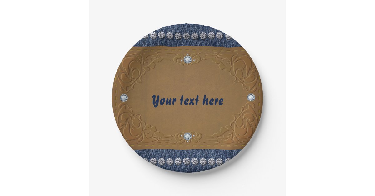 Denim & Diamonds Jeans Label Glam Party Paper Plates | Zazzle