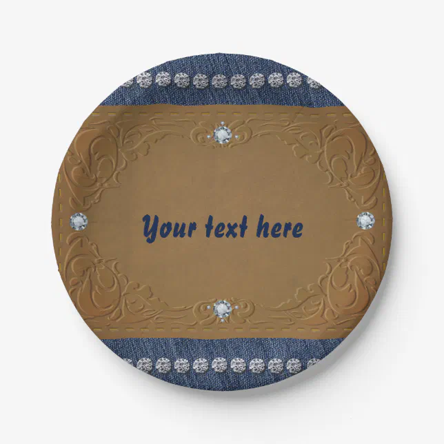Denim & Diamonds Jeans Label Glam Party Paper Plates | Zazzle