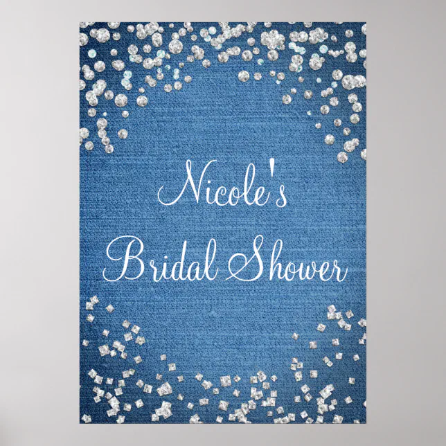 Denim & Diamonds Scattered Bling Poster Banner | Zazzle